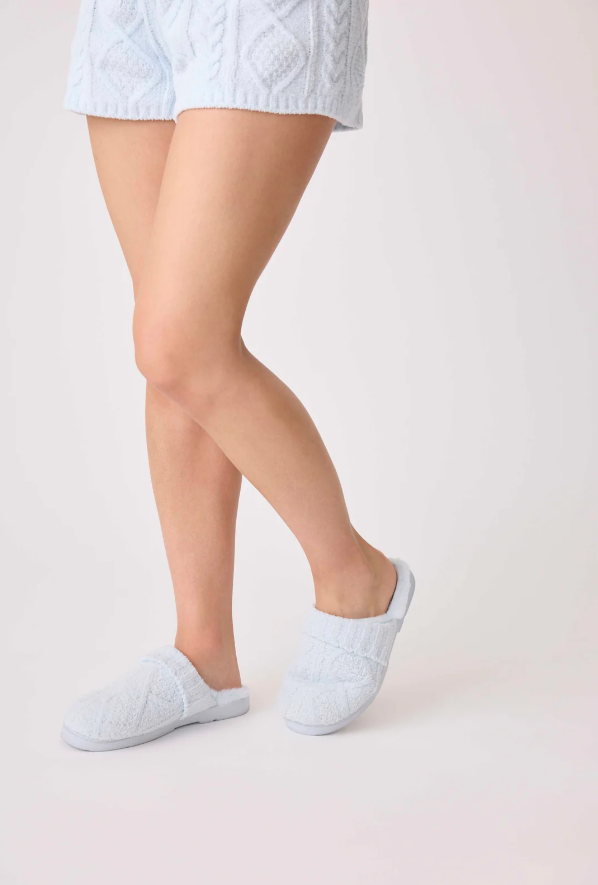 Chenille Cozy Cable Slippers - Blue Air – Attachments & Sage