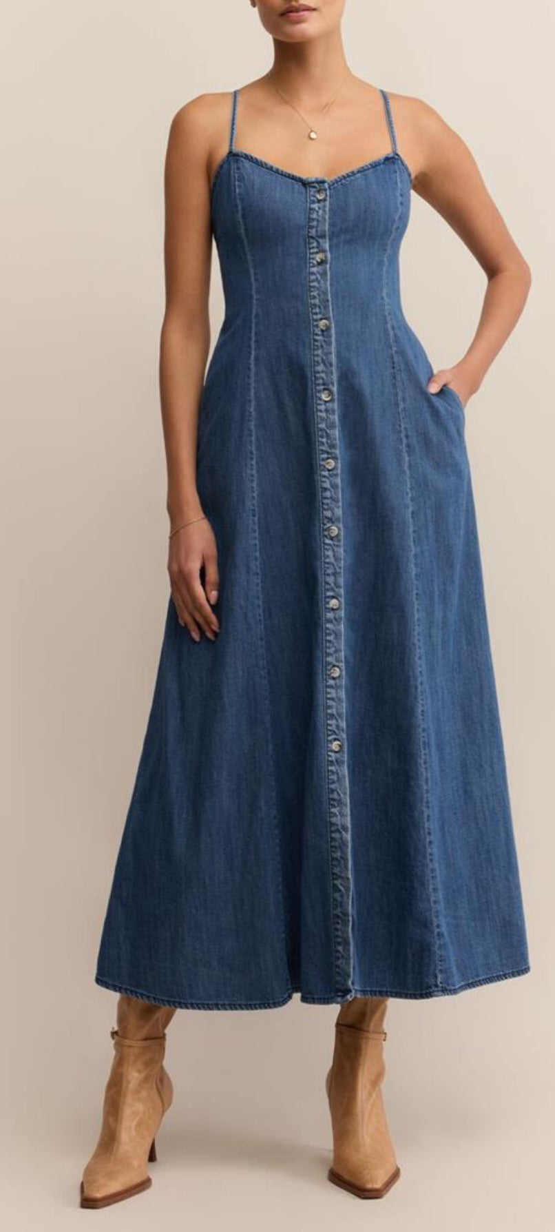 Angel Eyes Denim Midi Dress – Attachments & Sage